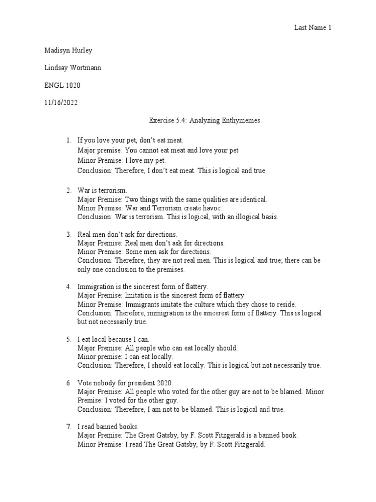 Analyzing Enthymemes in Logic | PDF | Epistemology | Philosophical ...