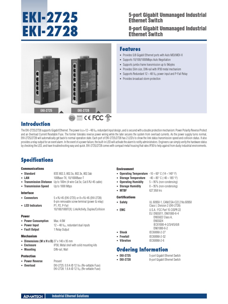 Eki-2728 DS20110530134830 | PDF | Ethernet | Manufactured Goods