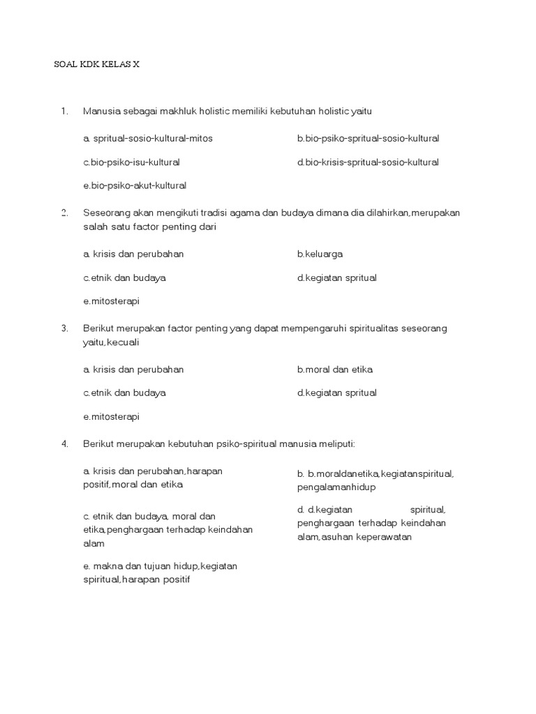 Soal Pat KDK X Keperawatan | PDF