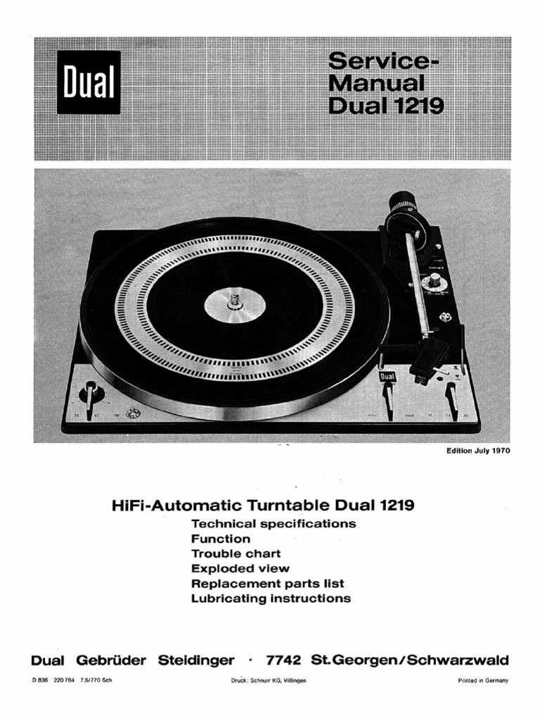 Dual 1219 Service Manual | PDF
