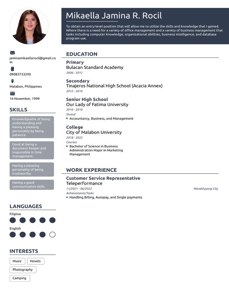 Entry-Level Business Position Resume | PDF