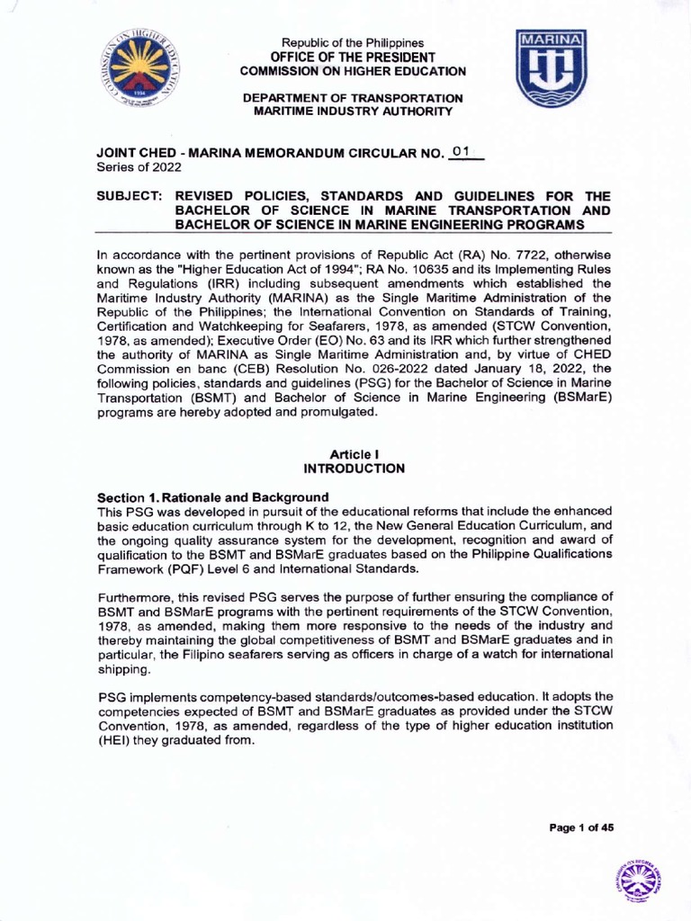 JCMMC No. 01 Series of 2022 | PDF | Curriculum | Engineering