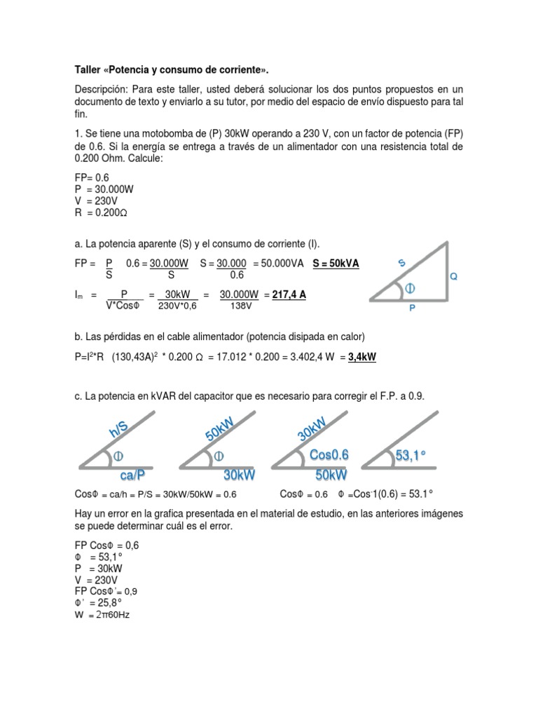 Cálculo de Potencia y Corriente en Motores | PDF | Energia electrica | Naturaleza