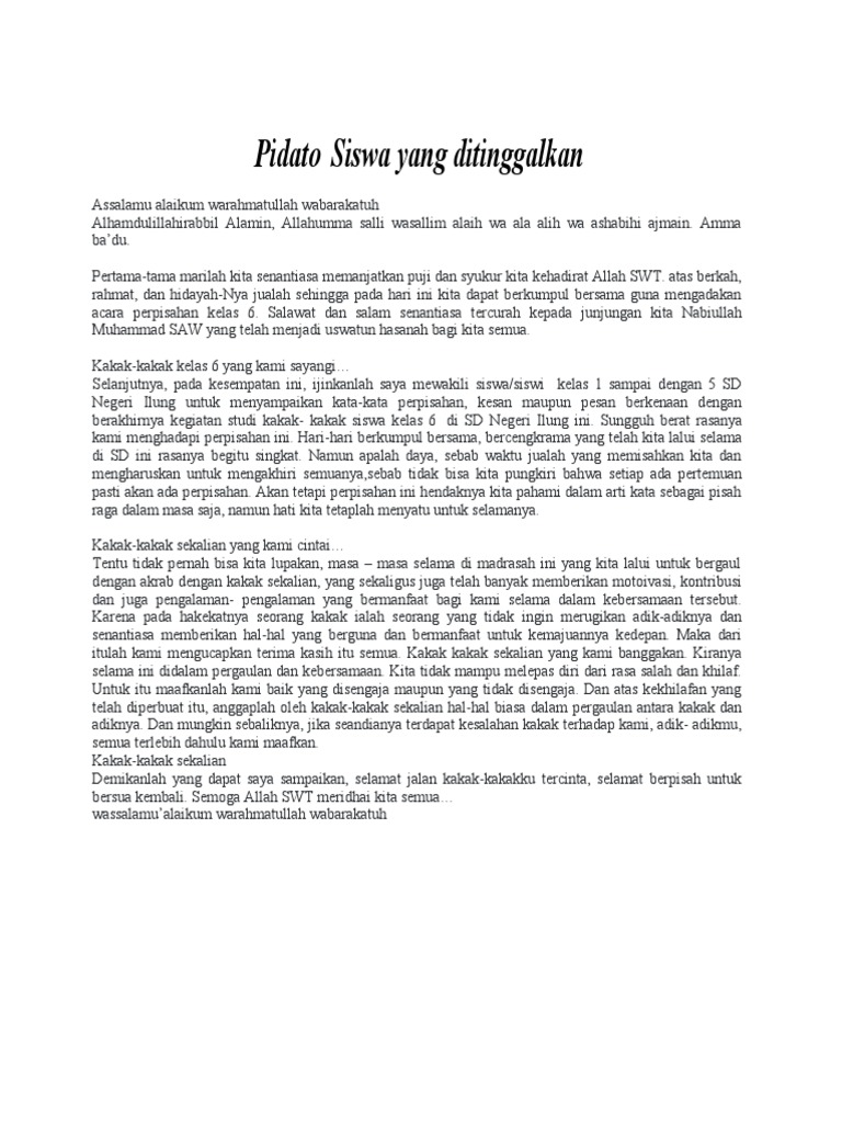 Pidato Siswa Yang Ditinggalkan | PDF