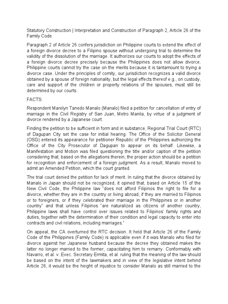 Statutory Construction Tanedo | PDF | Divorce | Lawsuit