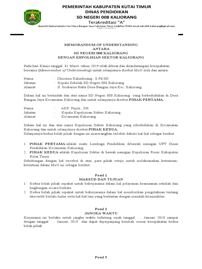 Mou Polis Dan Sekolah | PDF