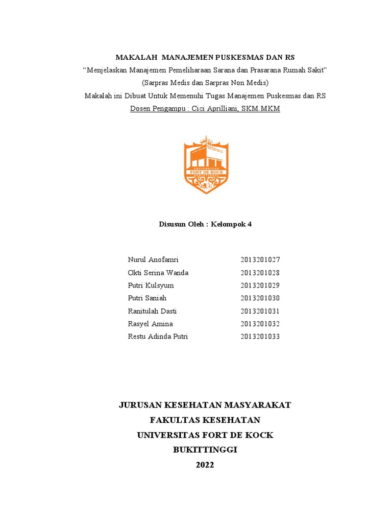 Manajemen Pemeliharaan Sarana Dan Prasarana Rumah Sakit (Sarpras Medis Dan Non Medis) K4 | PDF