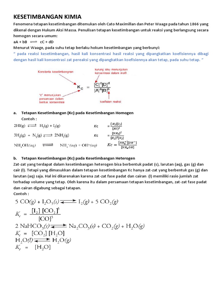 KESETIMBANGAN KIMIA KC Materi Dan Soal | PDF