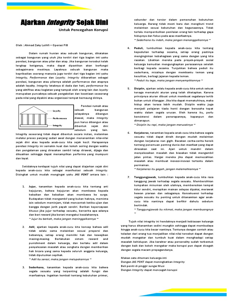 Ajarkan Integrity Sejak Dini | PDF | Kesehatan Holistik