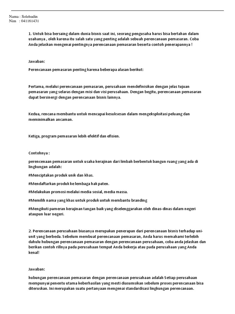 Jawaban Tugas 1 Ekma 4569 | PDF | Bisnis