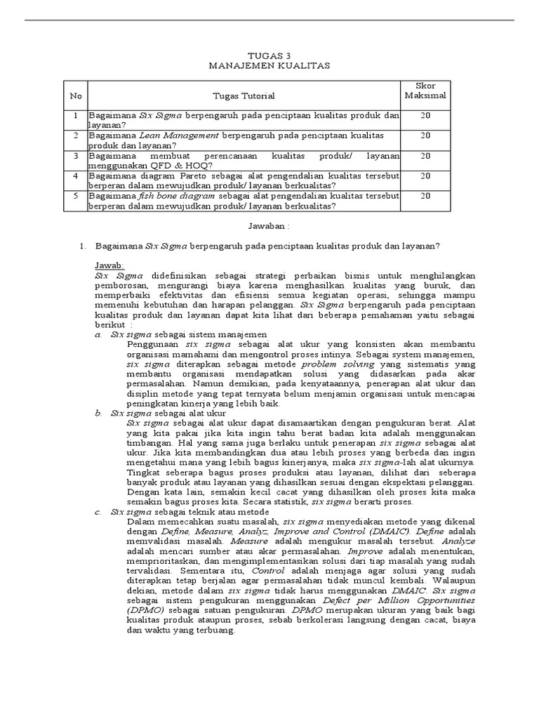 TUGAS 3 Manajemen Kualitas - Diki | PDF
