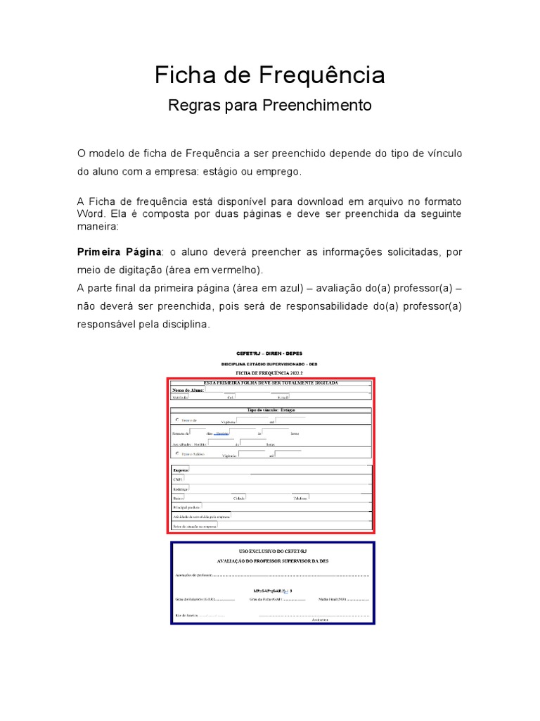 Regras e instruções para o preenchimento e envio da Ficha de Frequência ... Regras e instruções para o preenchimento e envio da Ficha de Frequência ...