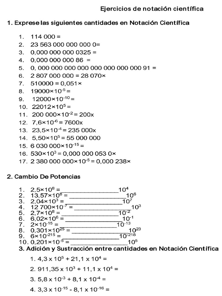 Práctica Notación Científica | PDF