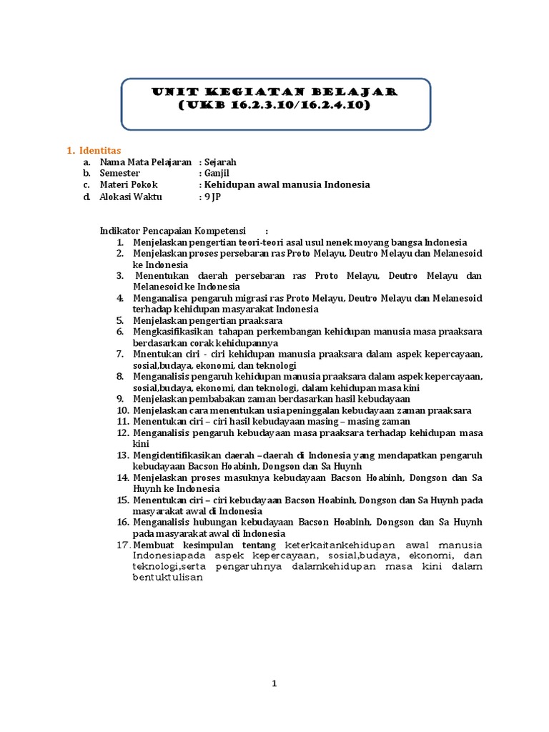 Kehidupan Awal Manusia Indonesia | PDF