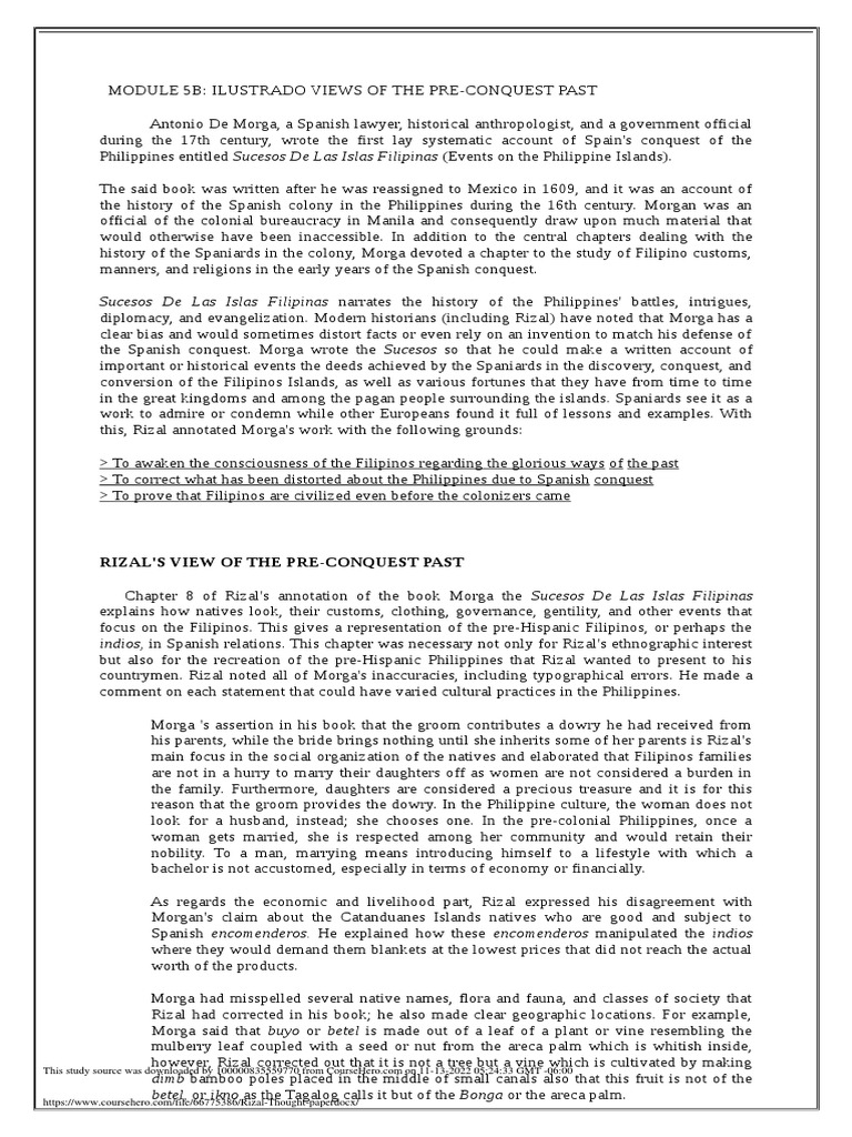 Rizal Thought Paper | PDF | Philippines | Spanish Empire