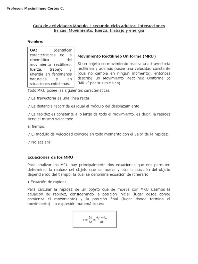 Guía de Actividades Modulo 1 Interacciones Físicas | PDF | Velocidad ... Guía de Actividades Modulo 1 Interacciones Físicas | PDF | Velocidad ...