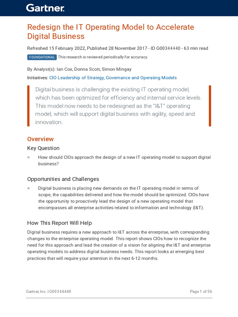 Redesign The IT Operating Model To Accelerate Digital Business | PDF ...