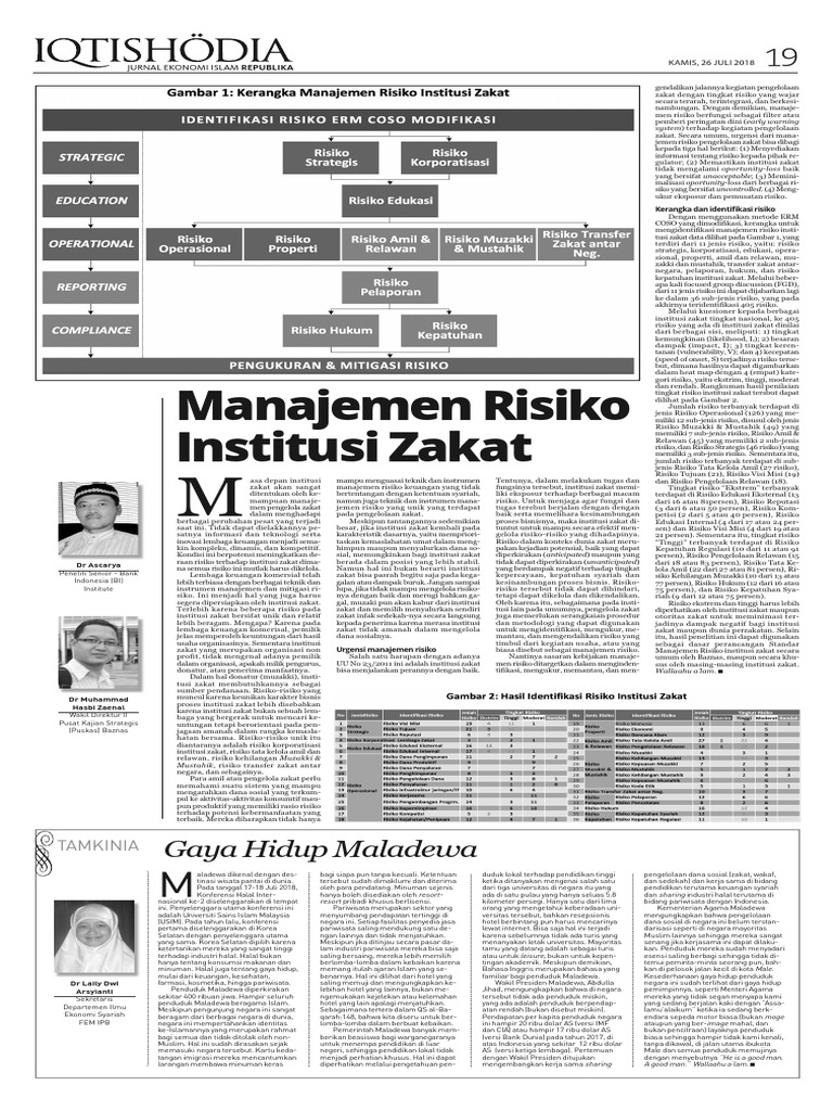 Paper Manajemen Resiko Institusi Zakat | PDF