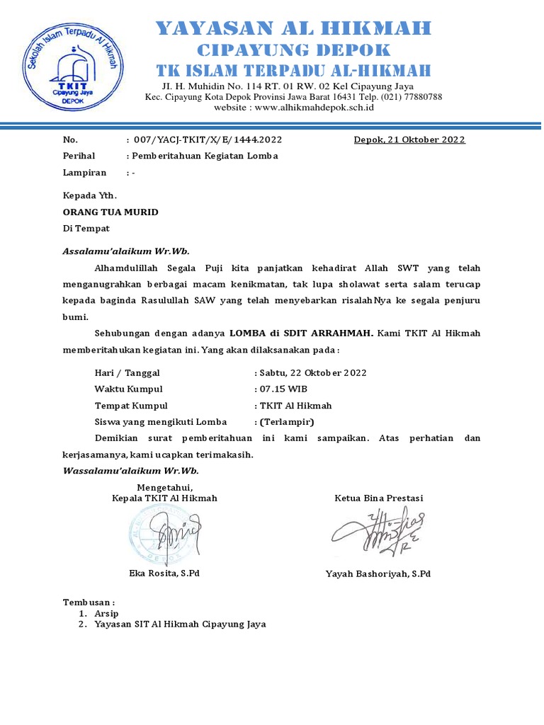 Surat Pemberitahuan Lomba Pdf