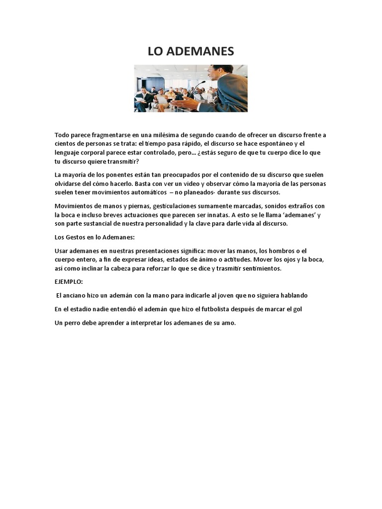 Lo Ademanes Tema | PDF | Artes del Lenguaje y Comunicación