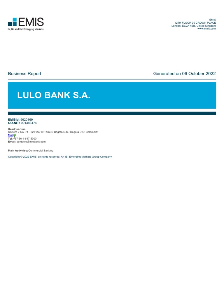 LULO Bank | PDF | Empresas de servicios financieros | Bancos