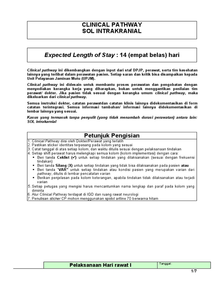 CLINICAL PATHWAY SOL Intrakranial | PDF