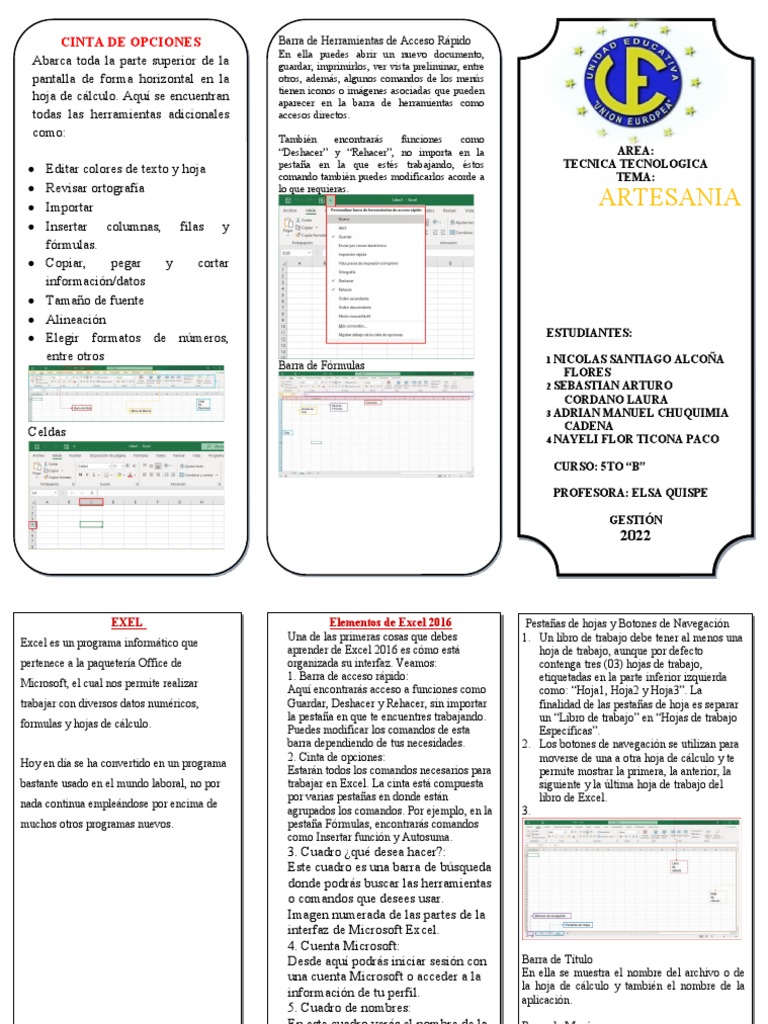 Triptico de Exel | PDF | Microsoft Excel | Hoja de cálculo