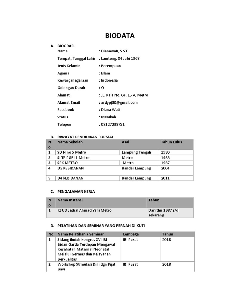 Biodata | PDF