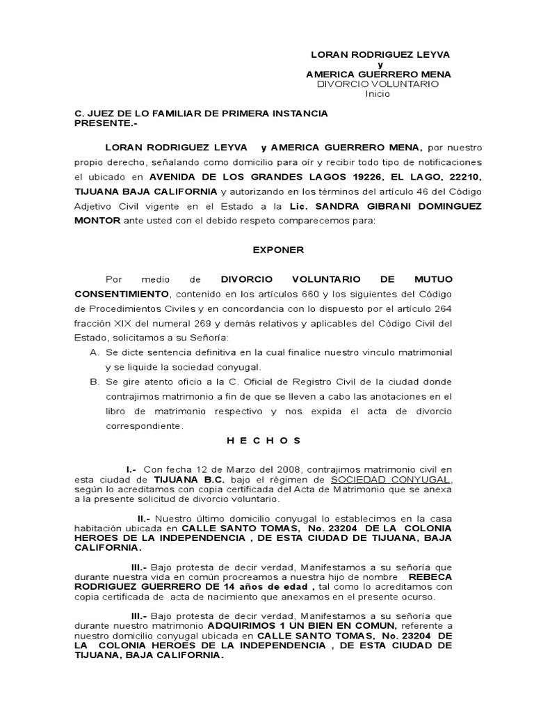 Divorcio Voluntario en Tijuana, BC | PDF | Divorcio | Matrimonio