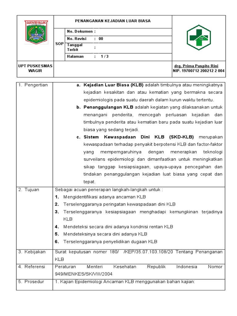 Sop Penanganan KLB | PDF