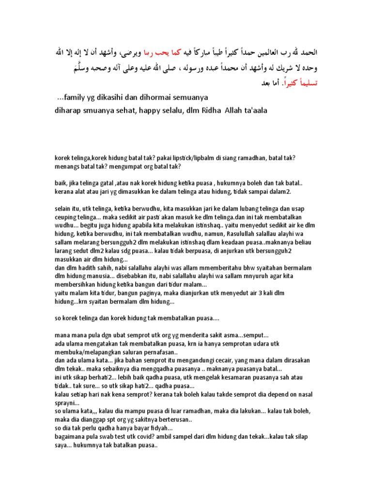 6 TTG Pembatal Puasa Rongga Mata Hidung | PDF | Kesehatan Holistik