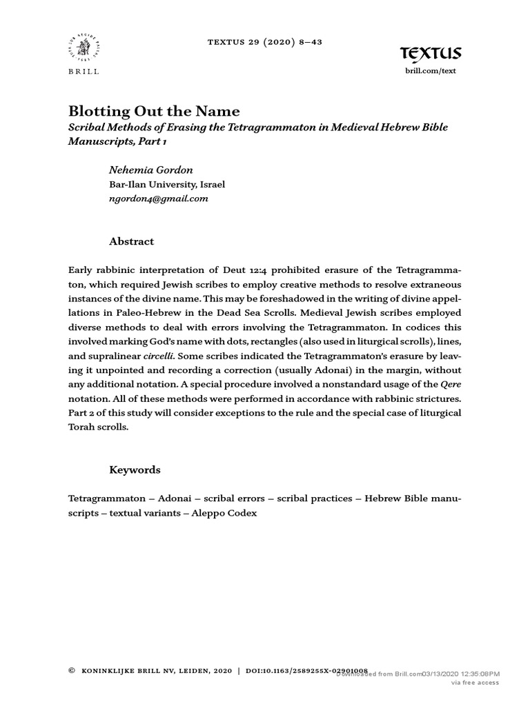 Blotting Out The Name | PDF | Tetragrammaton | Talmud