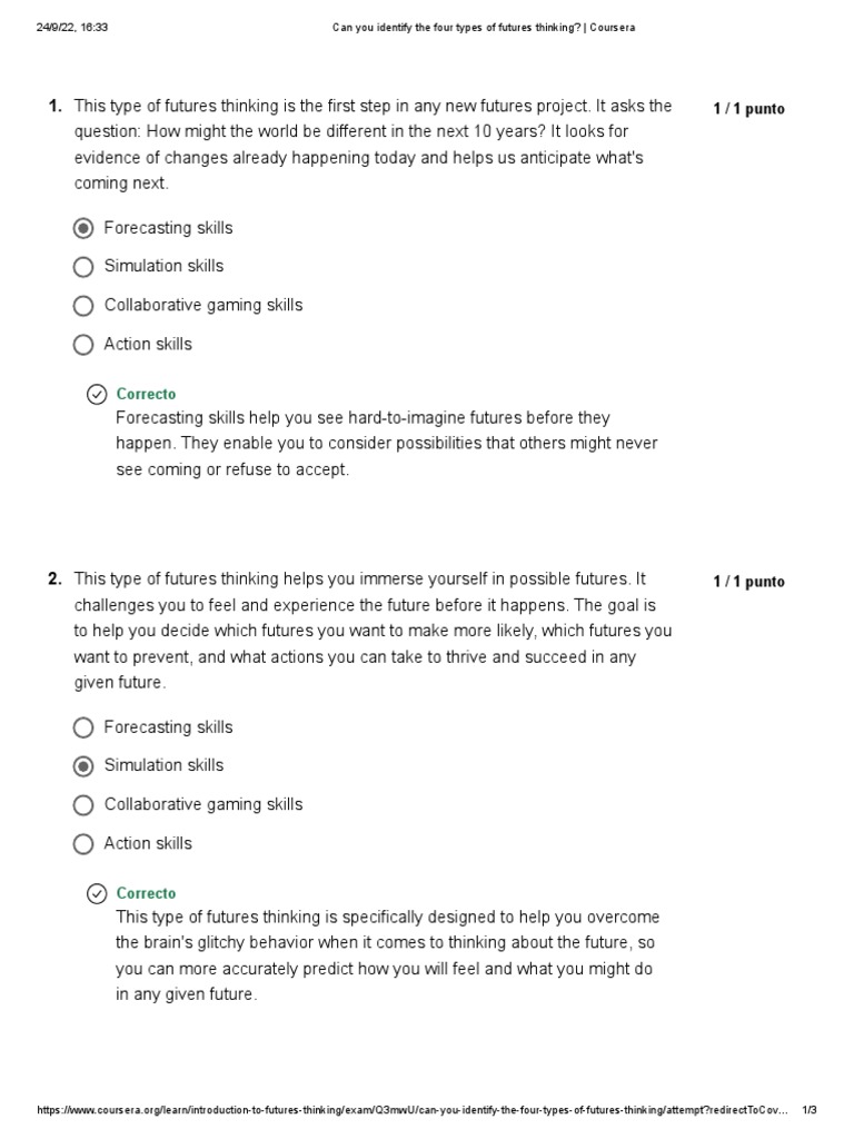 UNI 1 - SEM 4can You Identify The Four Types of Futures Thinking - Coursera | PDF | Thought ...
