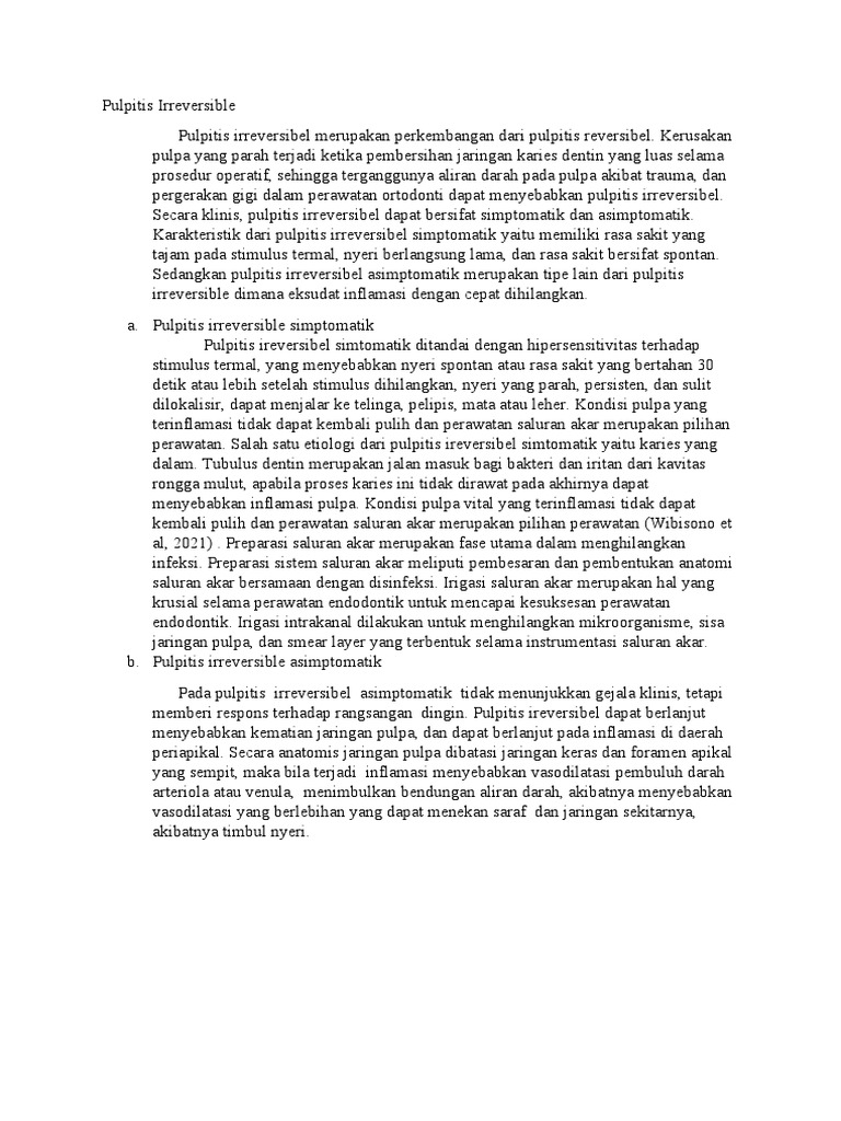 Pulpitis Irreversible | PDF