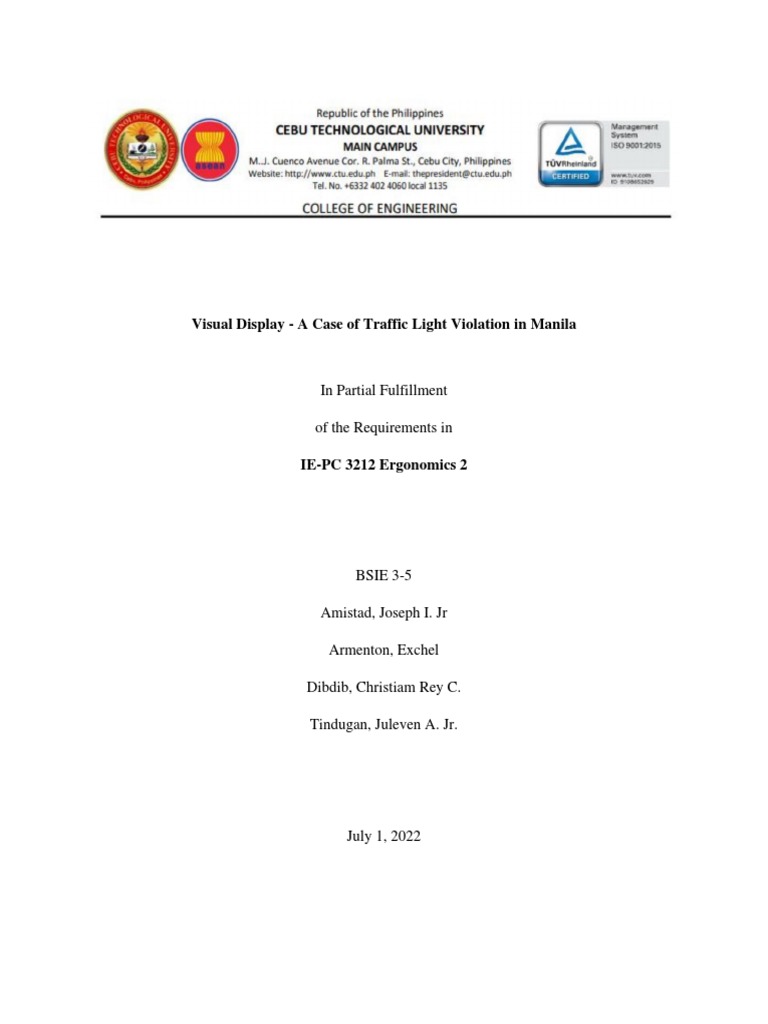 Group 1 - Visual Display Case Study Traffic Light Violation - Week 12 Task 7 - BSIE III 5 | PDF ...
