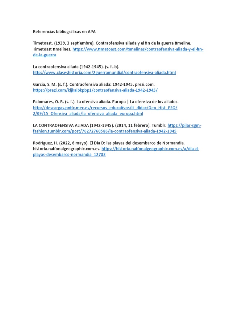 Referencias APA sobre la Contraofensiva Aliada | PDF