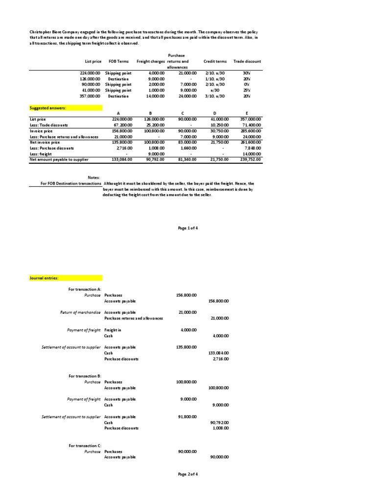 Handout No. 03 - Purchase Transactions | PDF | Accounts Payable | Prices