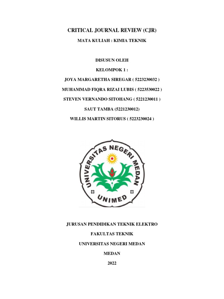 Cjr-Kimia Teknik - Kelompok 1 Te C | PDF
