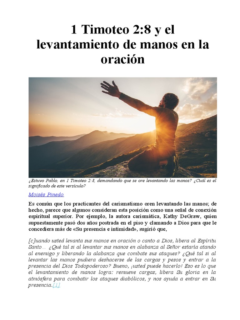 1 Timoteo 2:8 y las Manos Santas | PDF | Oración | Pablo el apóstol