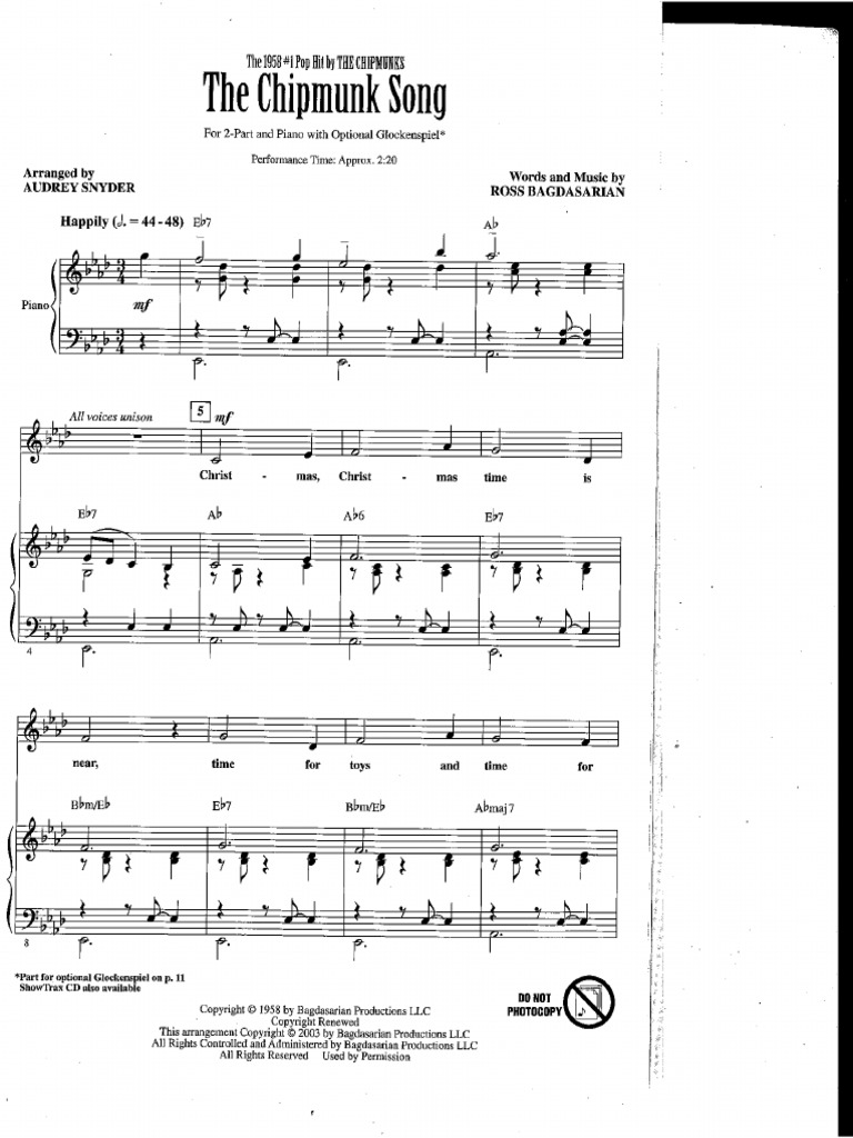 Chipmunk Song Music | PDF