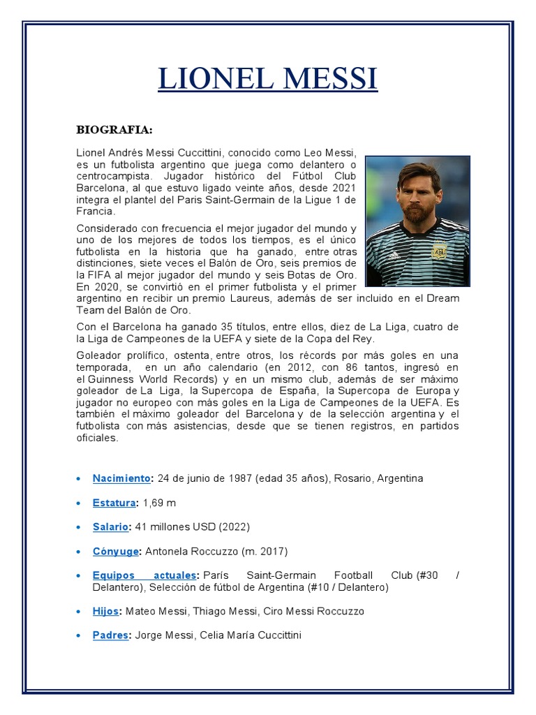 Lionel Messi Biografia | PDF