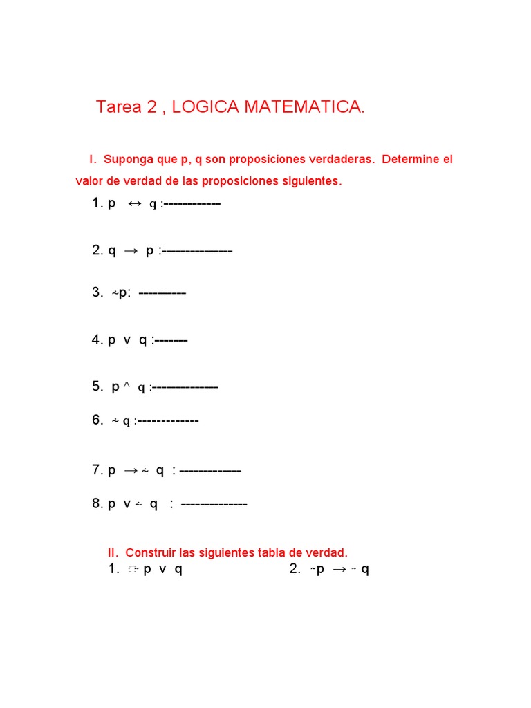 Tarea 2, Logica Matematica | PDF