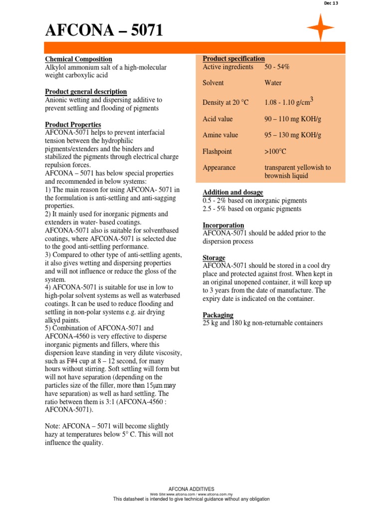 AFCONA - 5071 TDS Eng | PDF | Paint | Chemistry AFCONA - 5071 TDS Eng | PDF | Paint | Chemistry