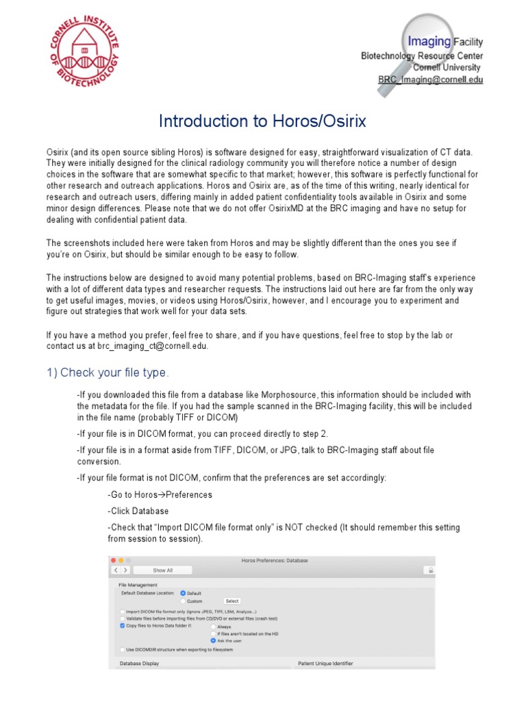 Introduction To Horos and Osirix | PDF | Computer File | Ct Scan
