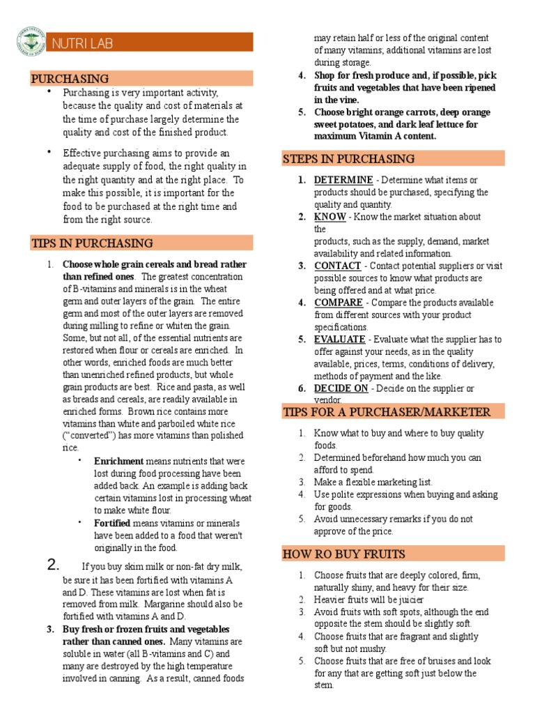 Nutri Lab Notes Prelims 1 | Download Free PDF | Foods | Diet (Nutrition)