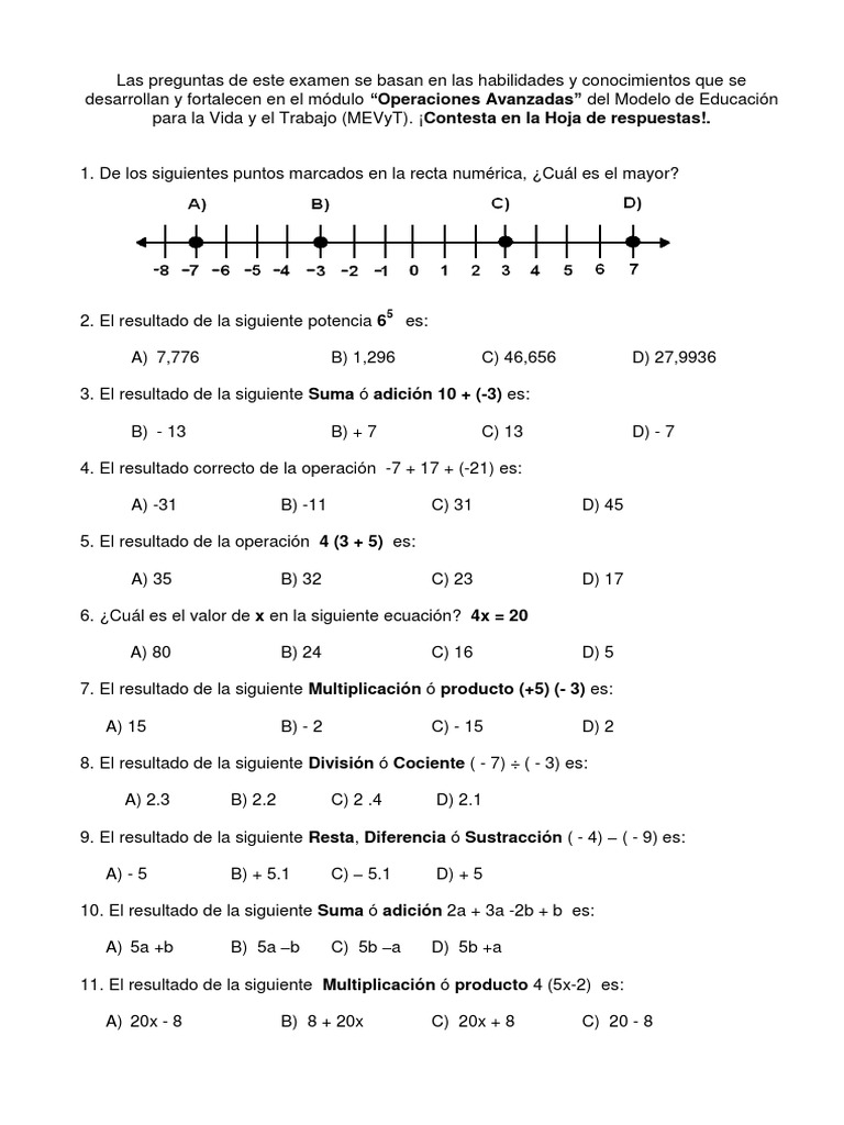 Examen de Practica y Retroalimentacion B3MOA | PDF | Multiplicación | Ecuaciones