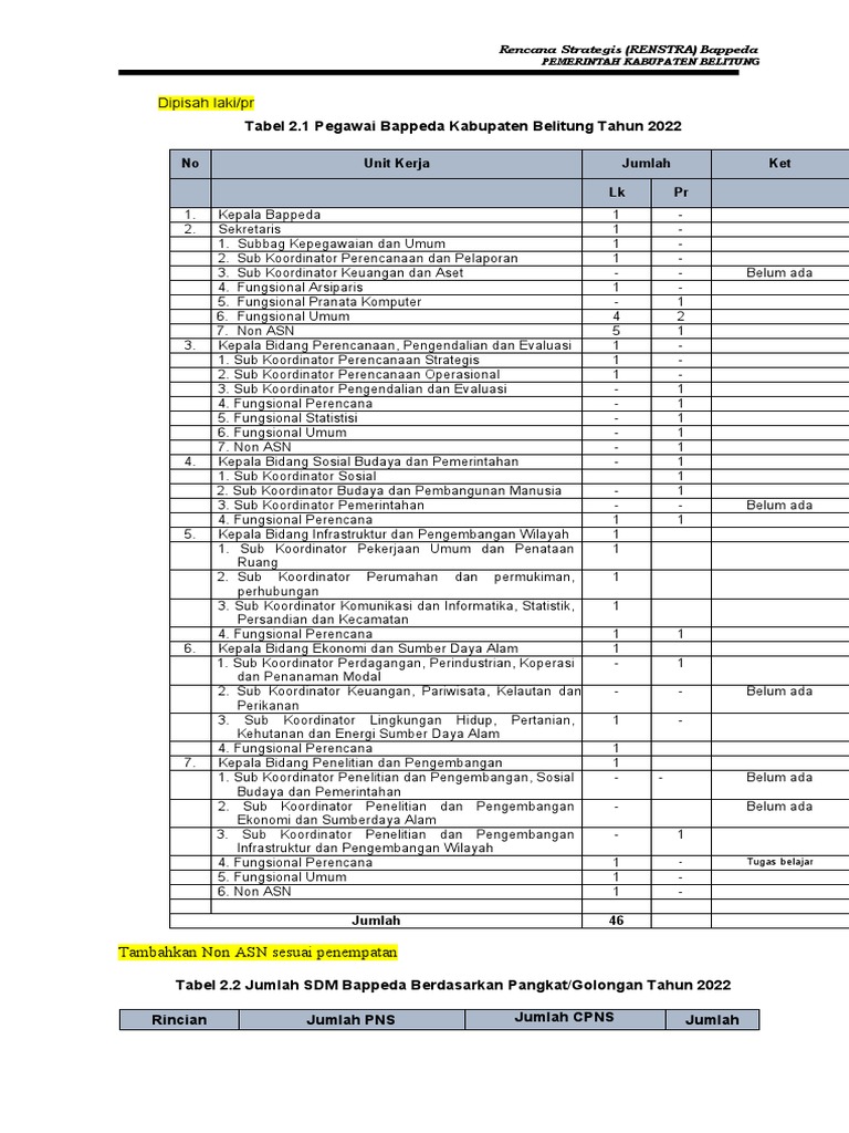 RENSTRA Bappeda Belitung | PDF