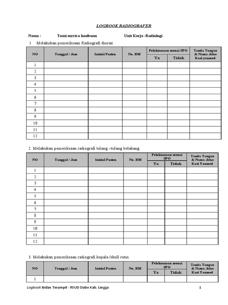 Logbook Radiografi untuk Radiografer | PDF