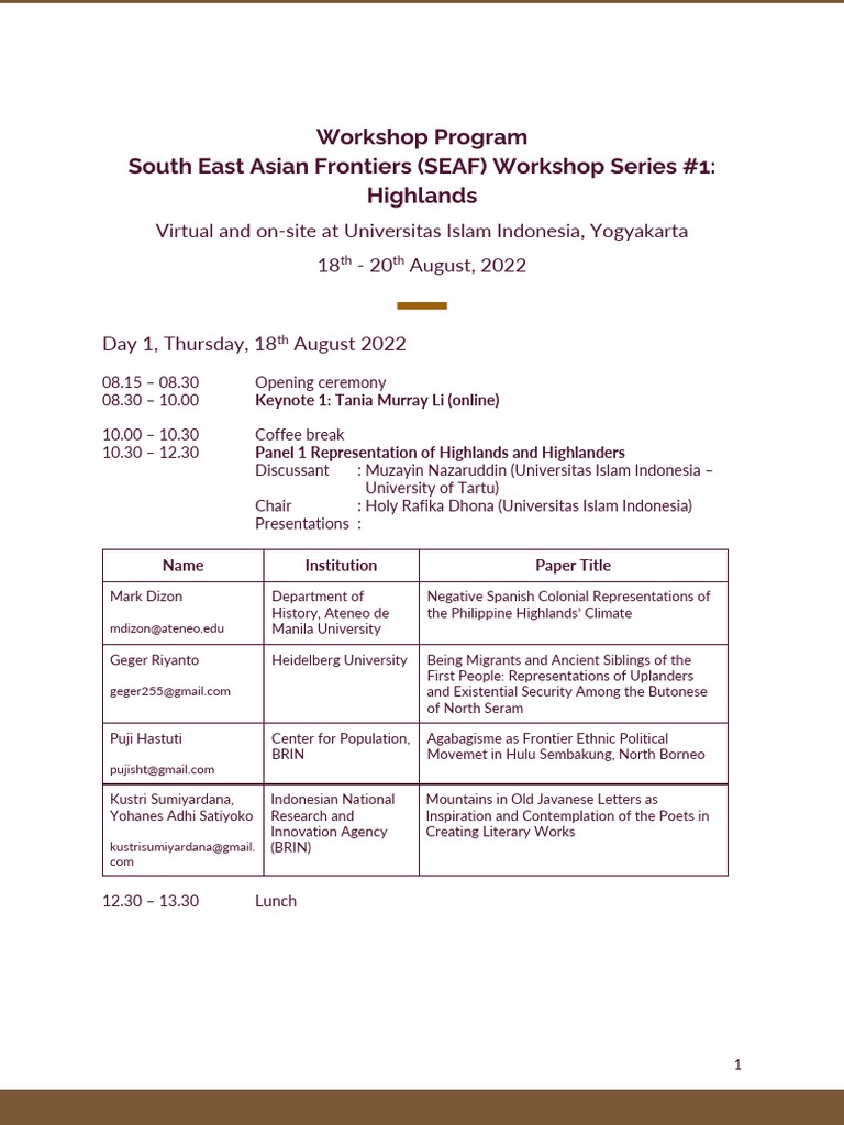 Workshop Program Final - Upload | PDF | Indonesia