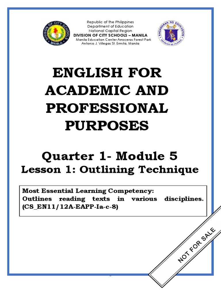 EAPP Q1 W5 Mod5 Outlining Technique | PDF | Human Communication
